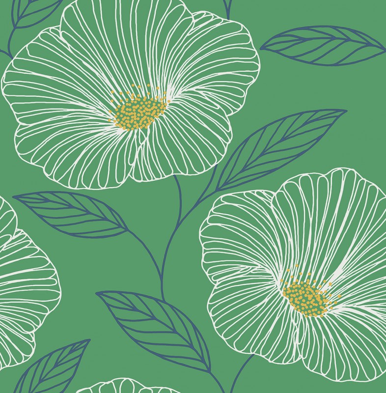 Floral wallpaper Mythic-176071 | Flowers | Green, Multicolor | Living room